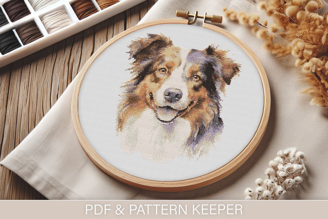 Modern Australian Shepherd Cross Stitch Pattern (PDF) | Easy to Follow ...