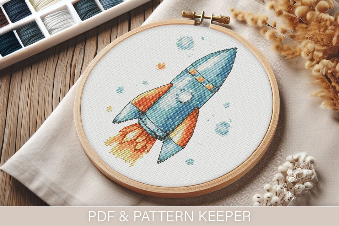 Space Rocket Modern Cross Stitch Pattern (PDF) | Easy to Follow ...