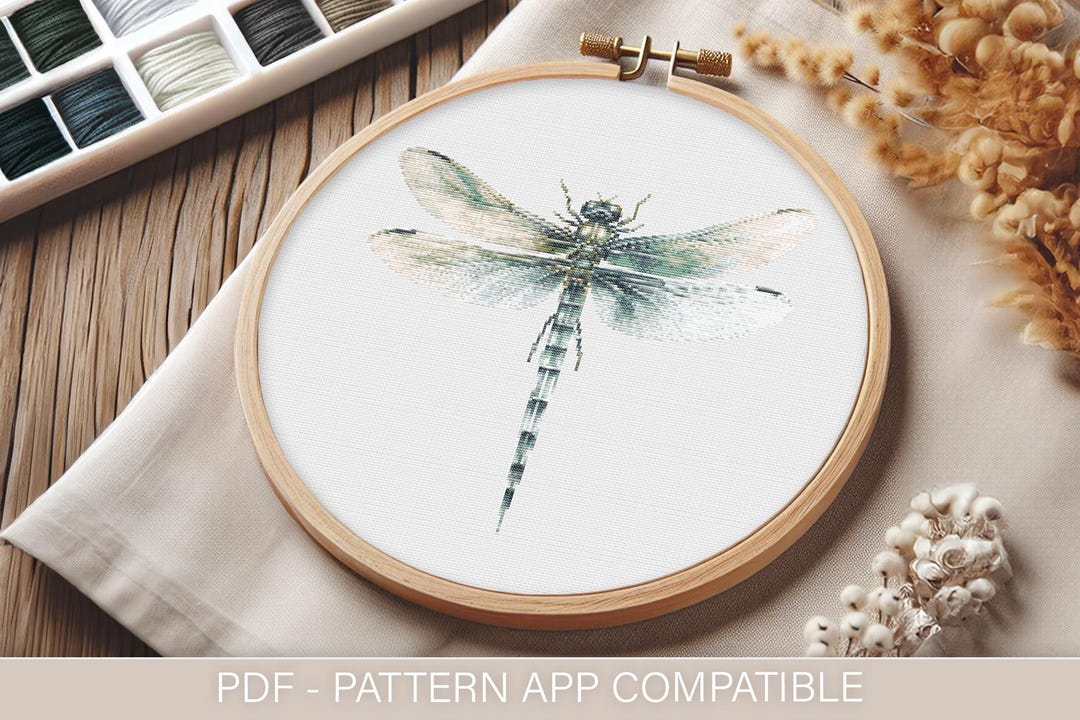 Modern Dragon-fly Cross Stitch Pattern (PDF) | Easy to Follow | Pattern ...