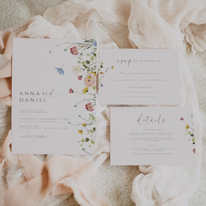Wildflower Wedding Invitation - Etsy