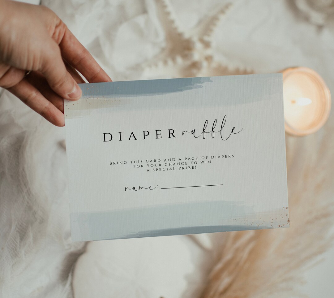 Oh Boy Baby Shower Diaper Raffle Ticket Template, Blue and Gold Baby ...