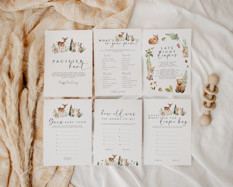 Editable Woodland Baby Shower Games Bundle Woodland Animals - Etsy Canada