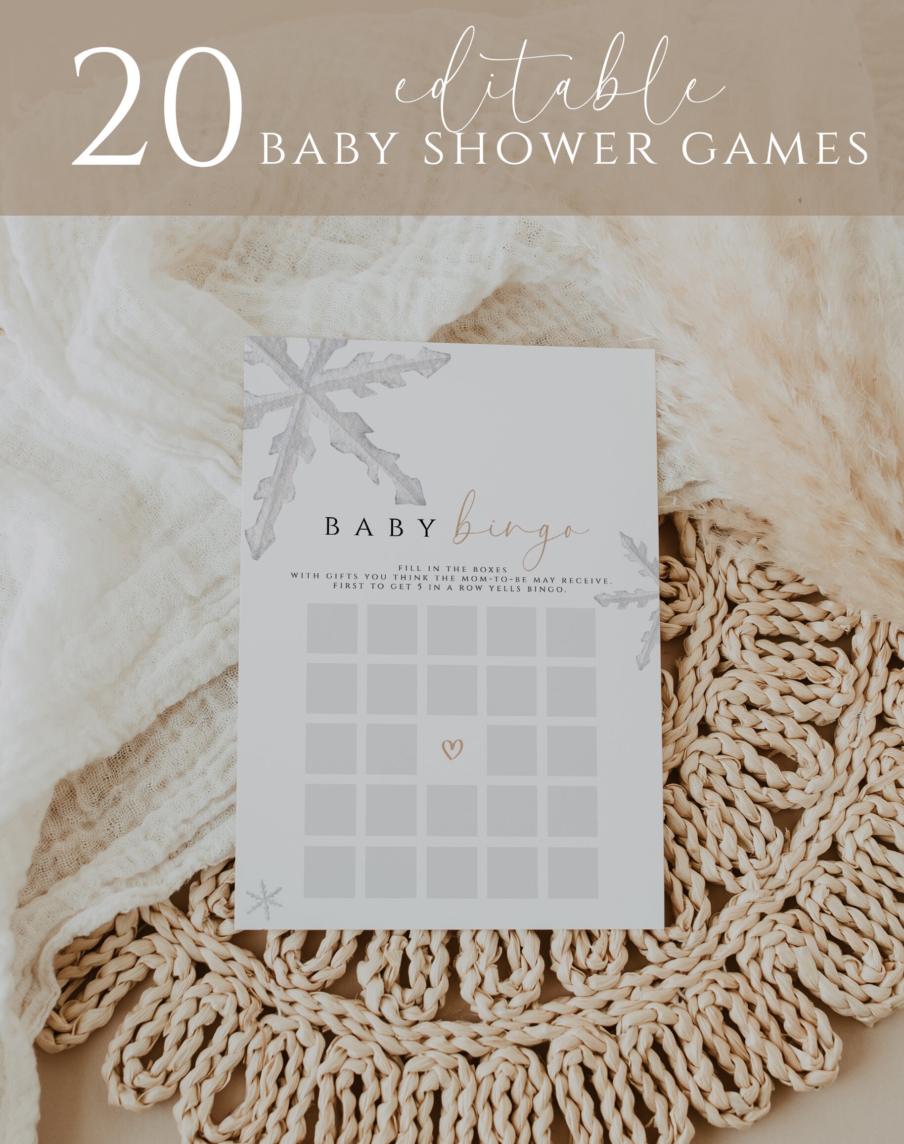 Winter Snowflake Baby Shower Games Bundle A Little Snowflake Shower ...