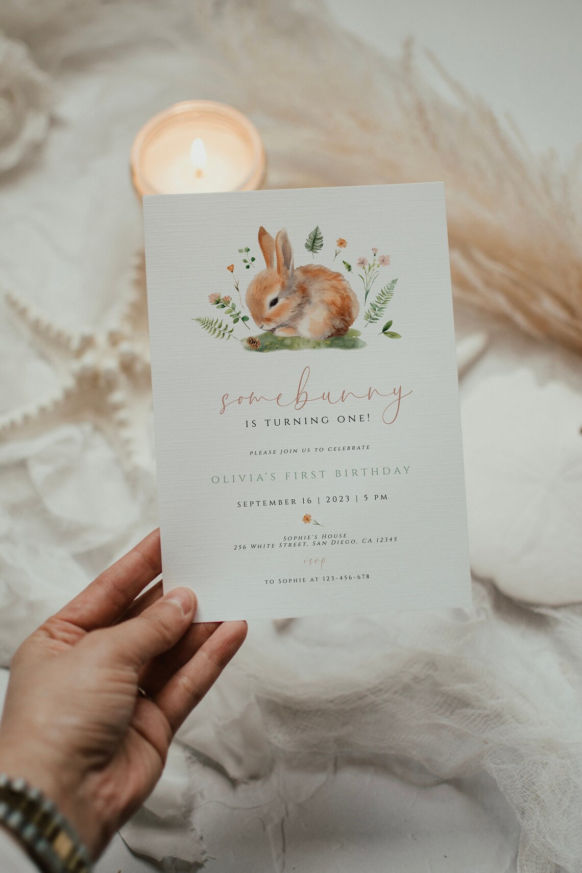 Bunny Birthday Invitation, First Birthday Some Bunny is Turning One ...