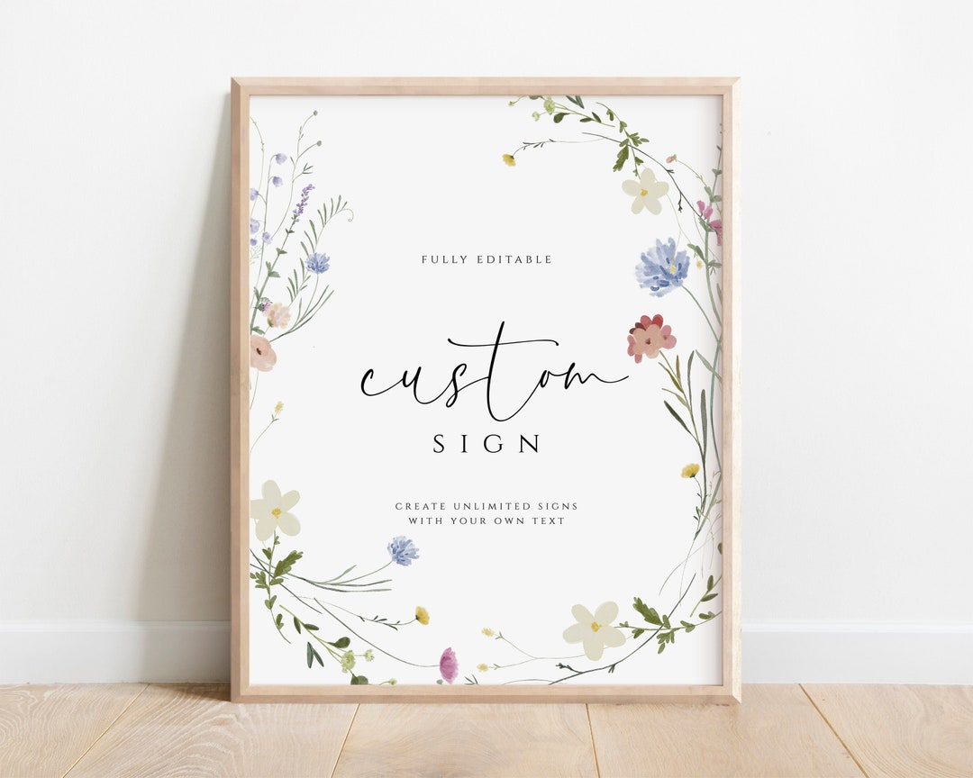 Wildflower Custom Sign, Floral Custom Sign, Boho Wildflower Wedding ...