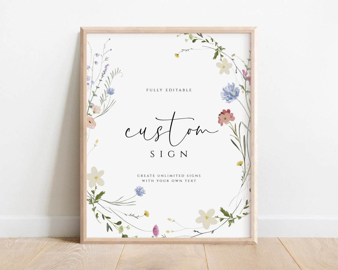 Wildflower Custom Sign, Floral Custom Sign, Boho Wildflower Wedding ...