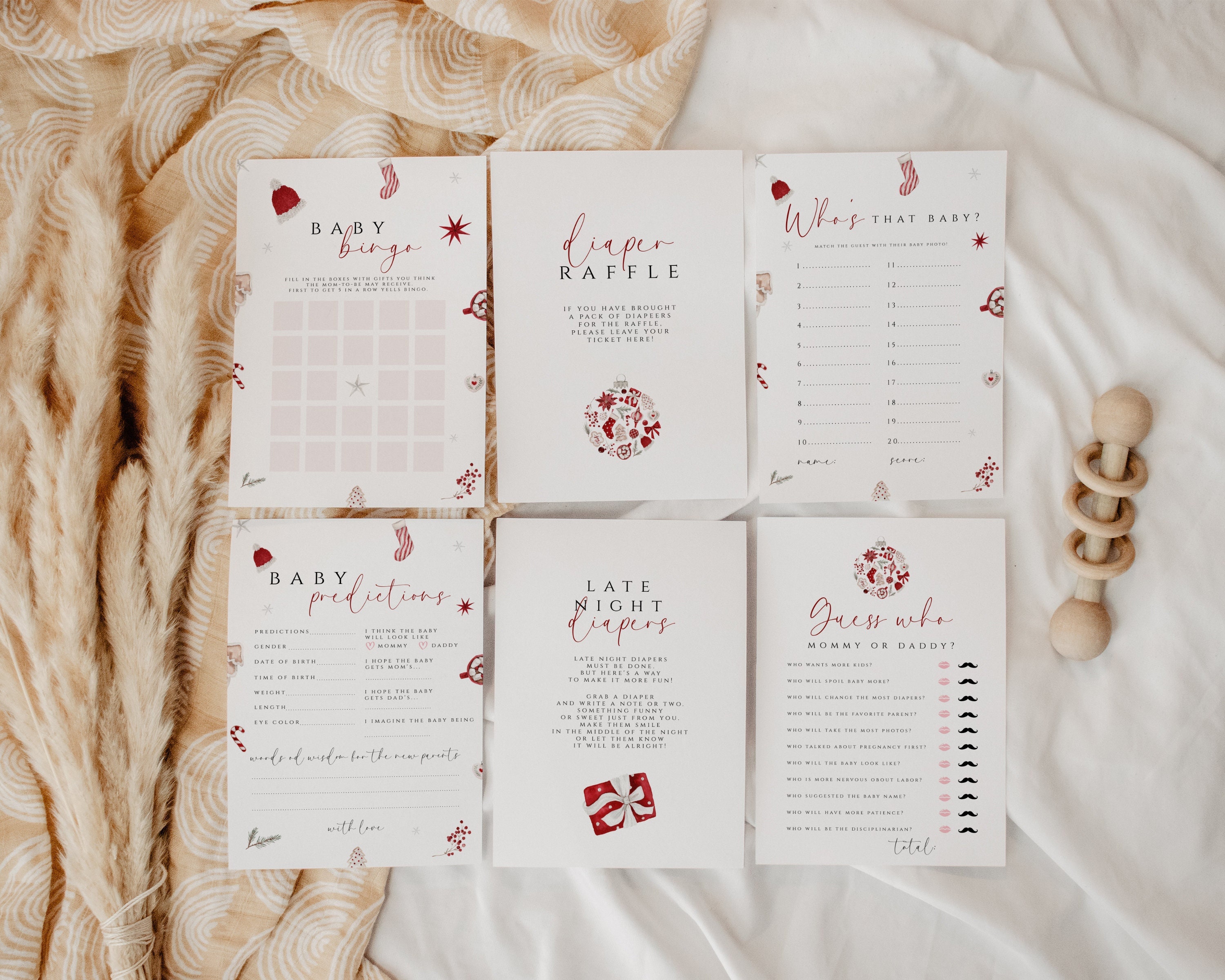 Christmas Baby Shower Games Bundle, Santa Game Pack Bundle, Holiday ...