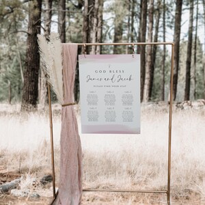 Baptism Seating Chart Editable Template Pink Seating Plan Poster Pink ...