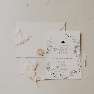 Editable Wildflower Graduation Invitation Template, Floral Graduation ...
