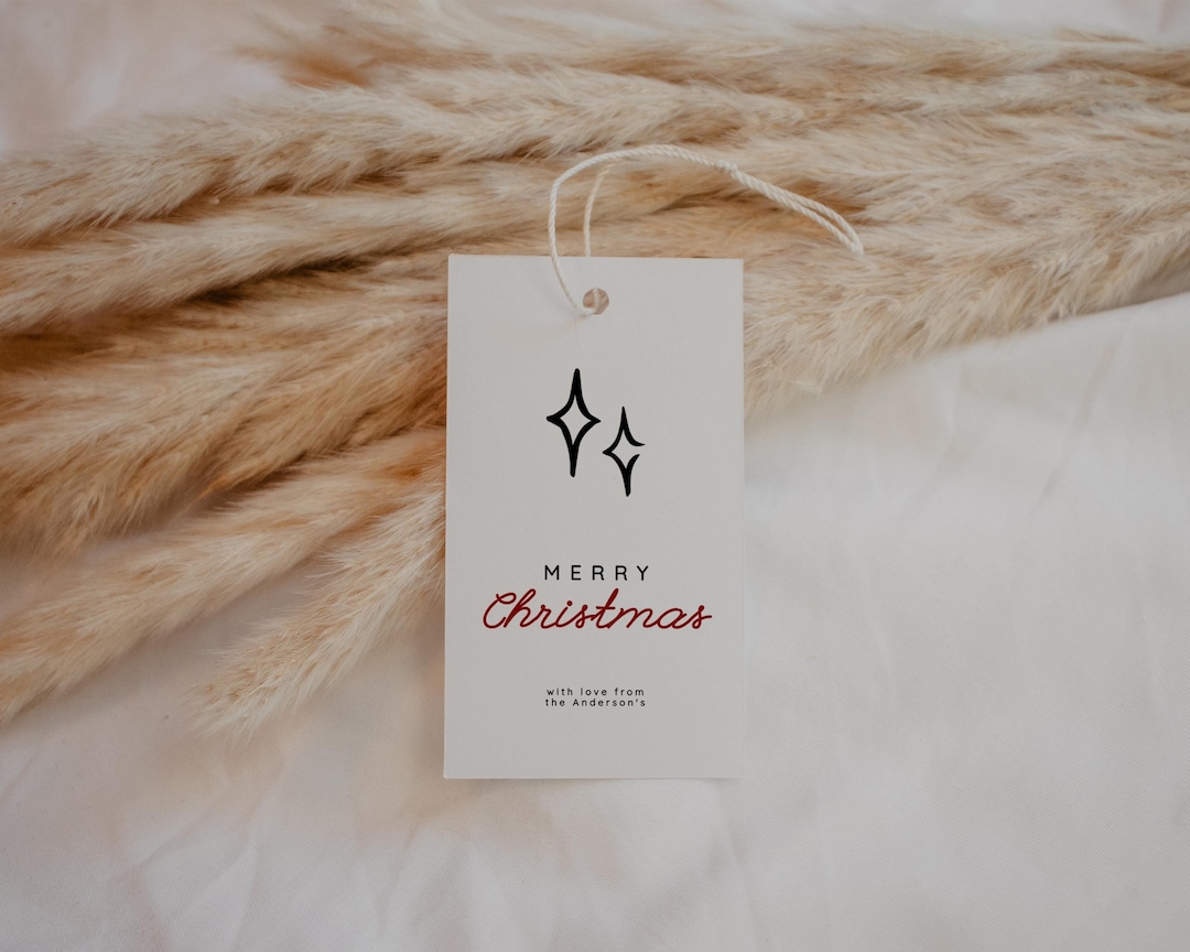 Minimalist Christmas Gift Tag Template, Editable Holiday Gift Tags ...