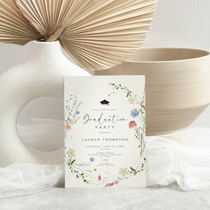 Editable Wildflower Graduation Invitation Template, Floral Graduation ...