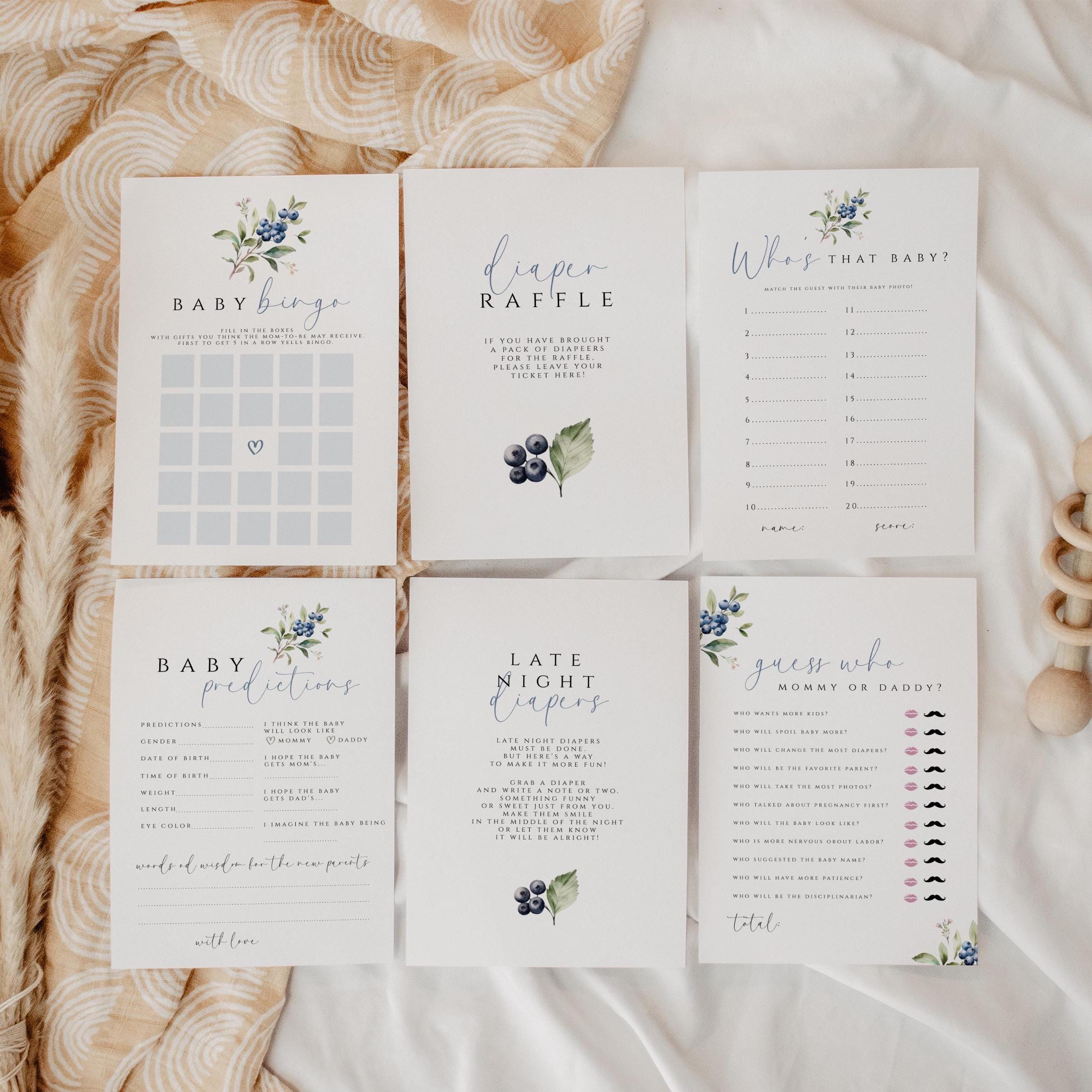 Editable Berry Sweet Baby Shower Games Bundle, Blueberry Baby Shower ...