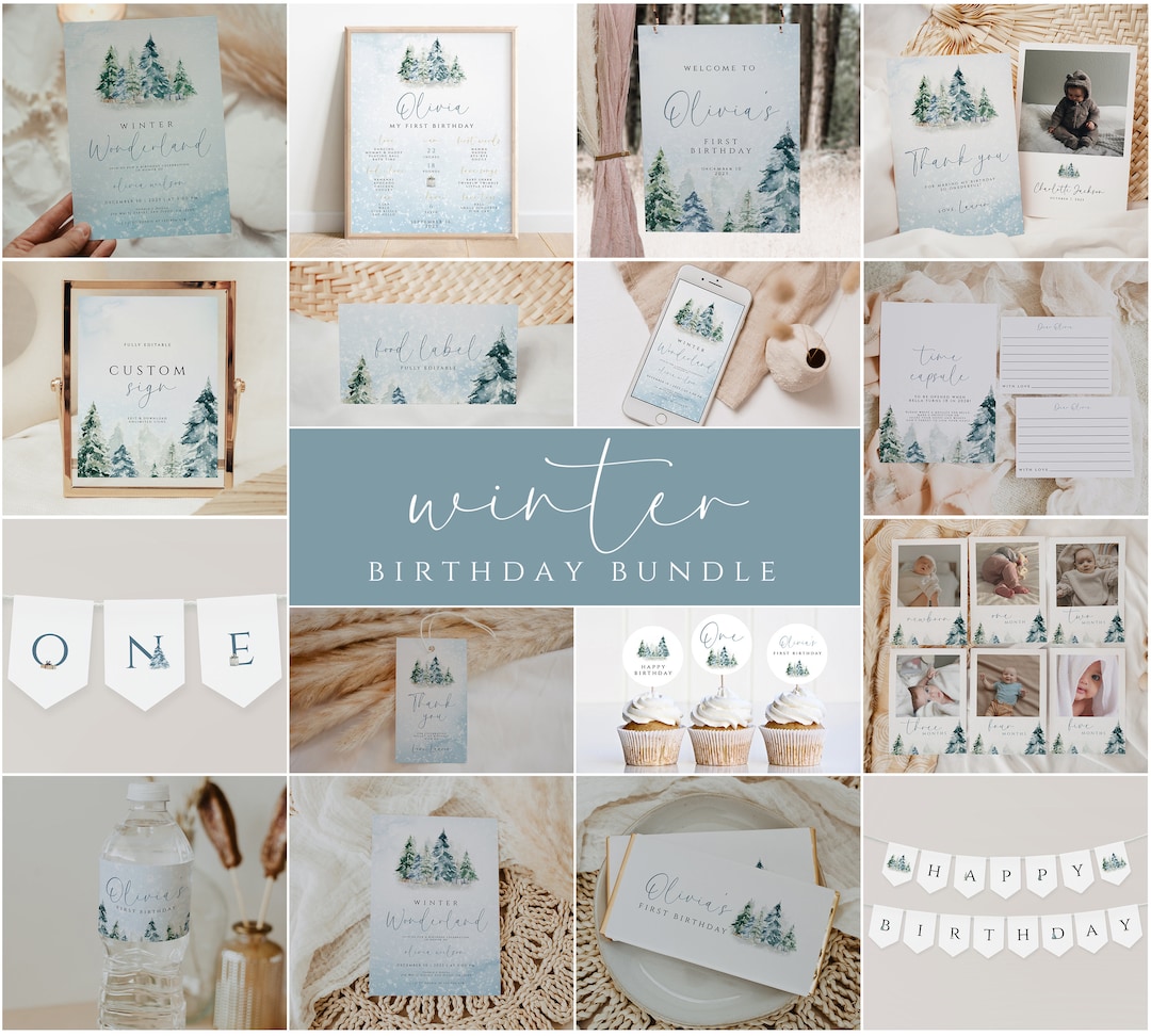 Winter Onederland Invitation Bundle, Winter Snowflake 1st Birthday ...