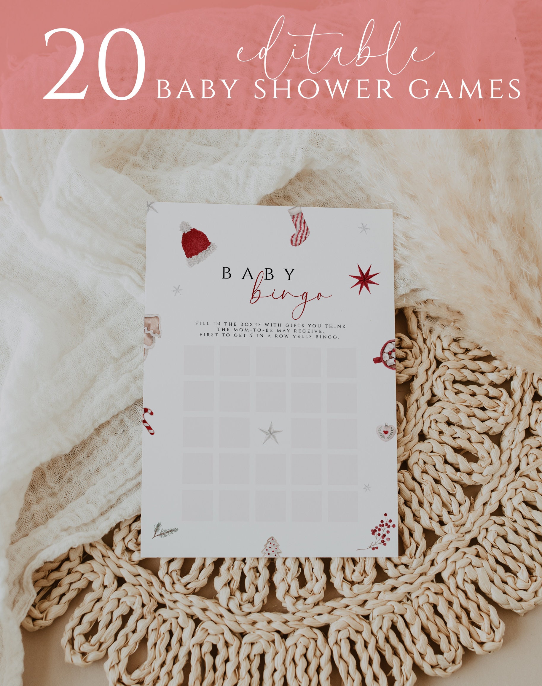 Christmas Baby Shower Games Bundle, Santa Game Pack Bundle, Holiday ...