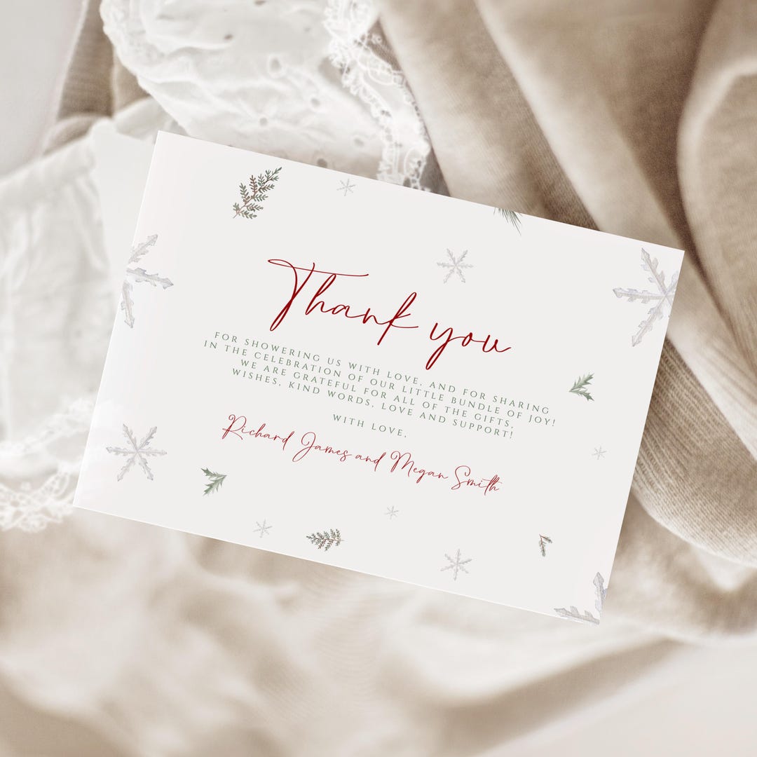Winter Thank You Card Template Baby It's Cold Outside Christmas Baby ...