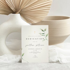 Greenery Dedication Invitation Template, Dedication Ceremony Invitation ...