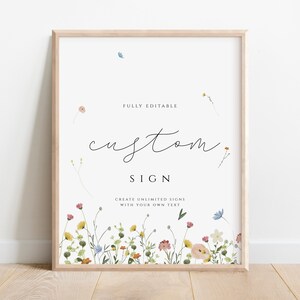 Boho Wildflower Wedding Editable Sign Template, Wildflower Custom Sign ...