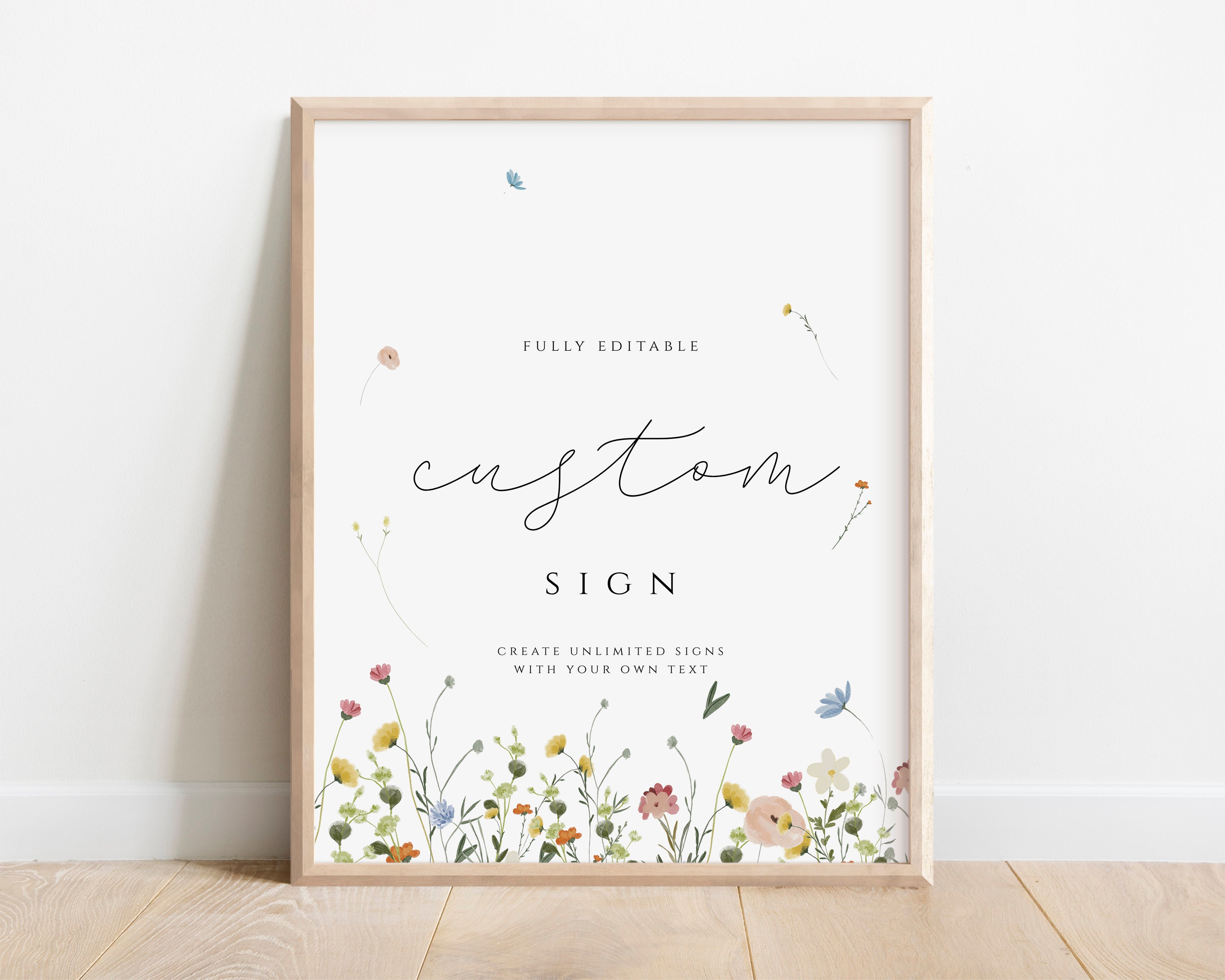 Boho Wildflower Wedding Editable Sign Template, Wildflower Custom Sign ...