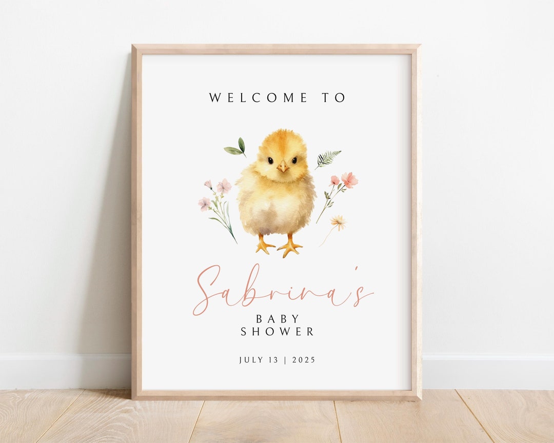 Editable Chick Baby Shower Welcome Sign (digital Download) - Etsy