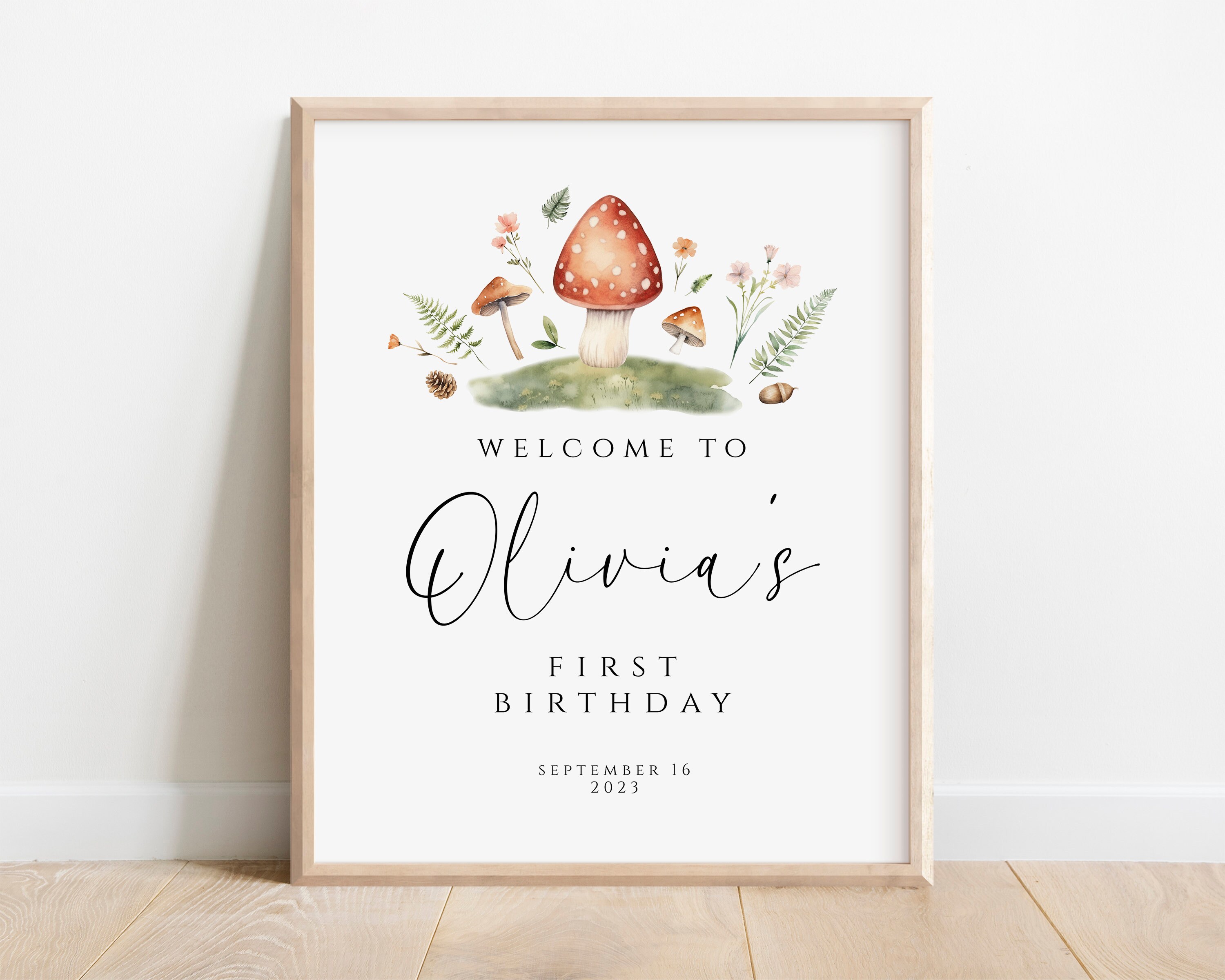 Mushroom Birthday Welcome Sign Template, Woodland Birthday Party Sign ...