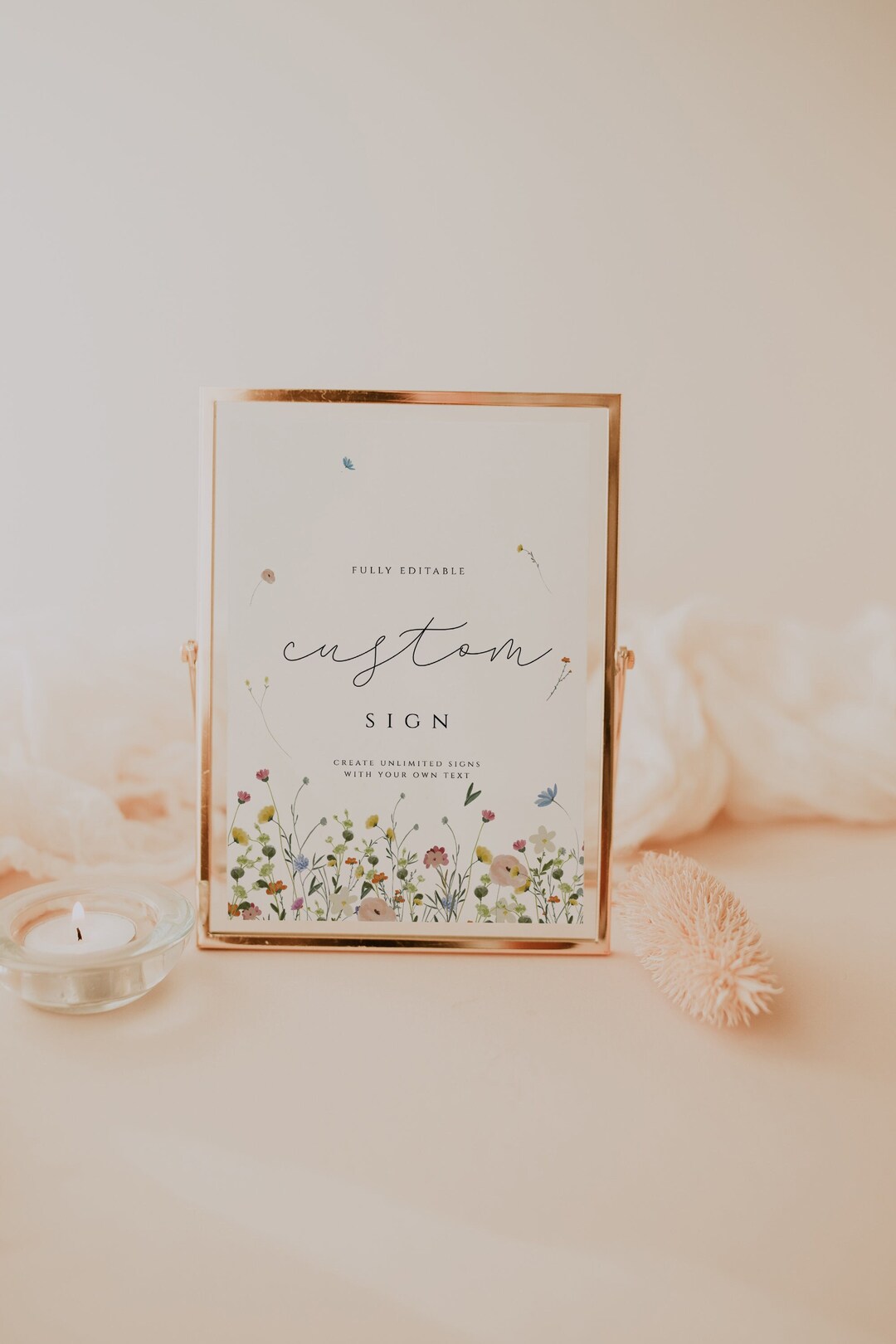 Boho Wildflower Wedding Editable Sign Template, Wildflower Custom Sign ...