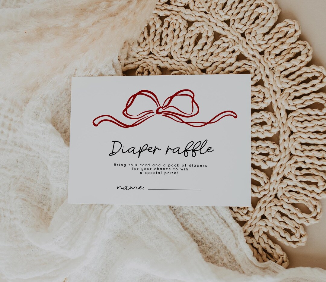 Red Bow Baby Shower Diaper Raffle Ticket Template, Christmas Baby ...