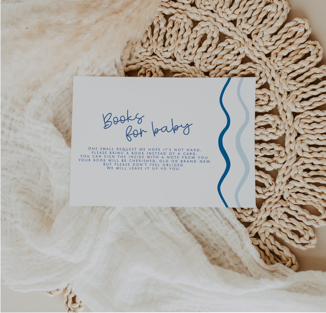 Wavy Books for Baby Card Template: Gender Neutral Baby Shower (digital ...