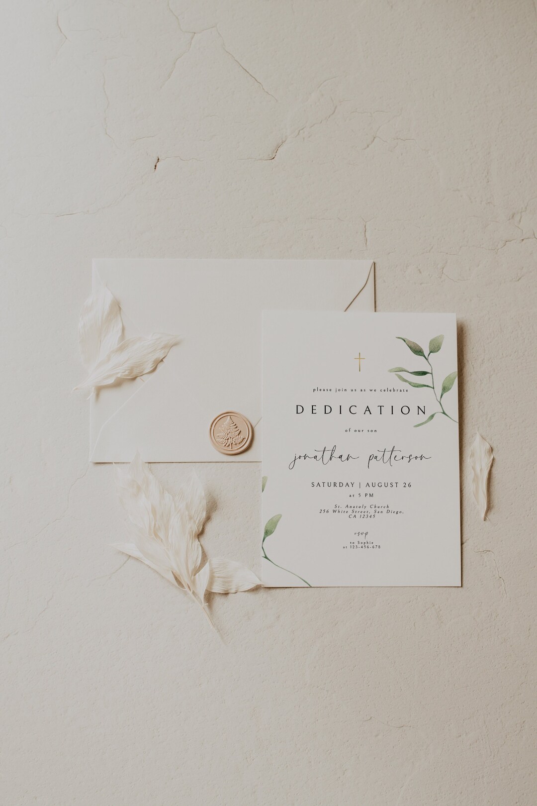 Greenery Dedication Invitation Template, Dedication Ceremony Invitation ...