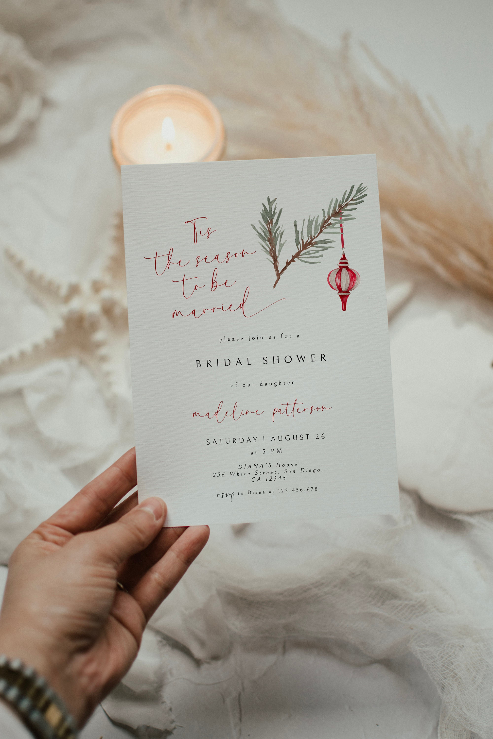 Christmas Bridal Shower Invitation, Winter Bridal Shower Invitation ...