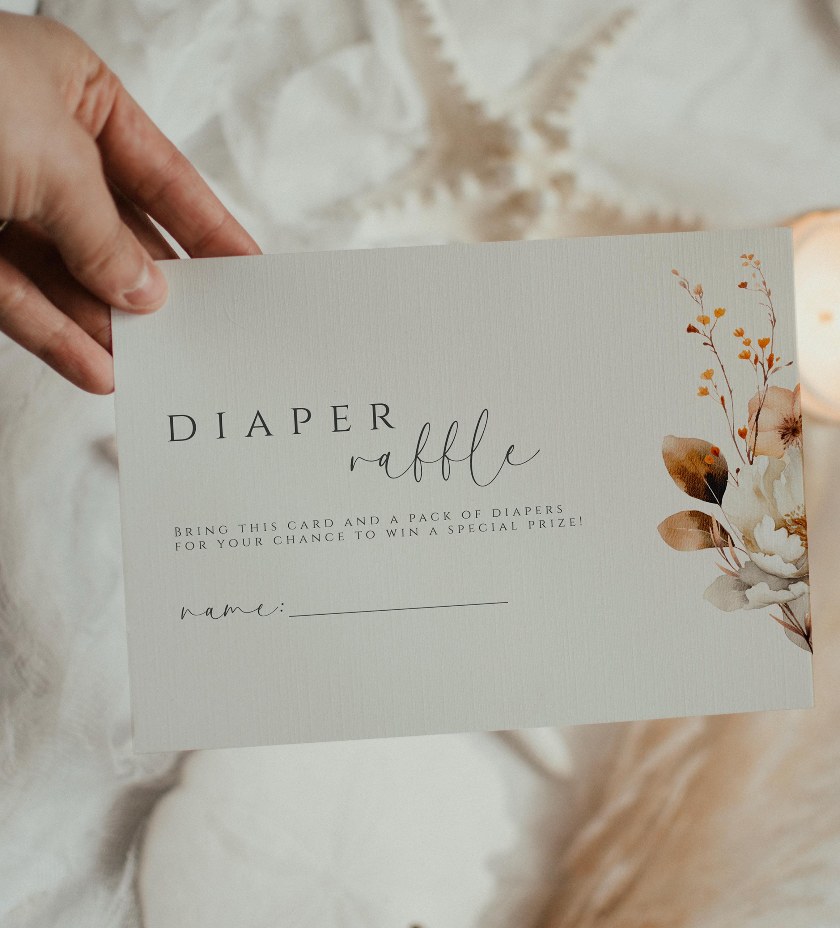 Fall Baby Shower Diaper Raffle Ticket Template, Autumn Leaves Baby ...