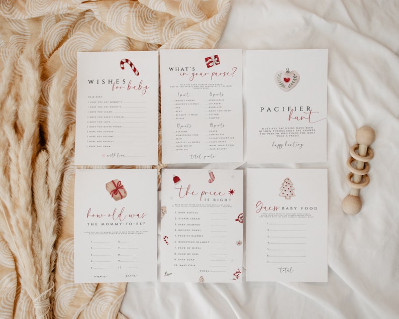 Christmas Baby Shower Games Bundle, Santa Game Pack Bundle, Holiday ...