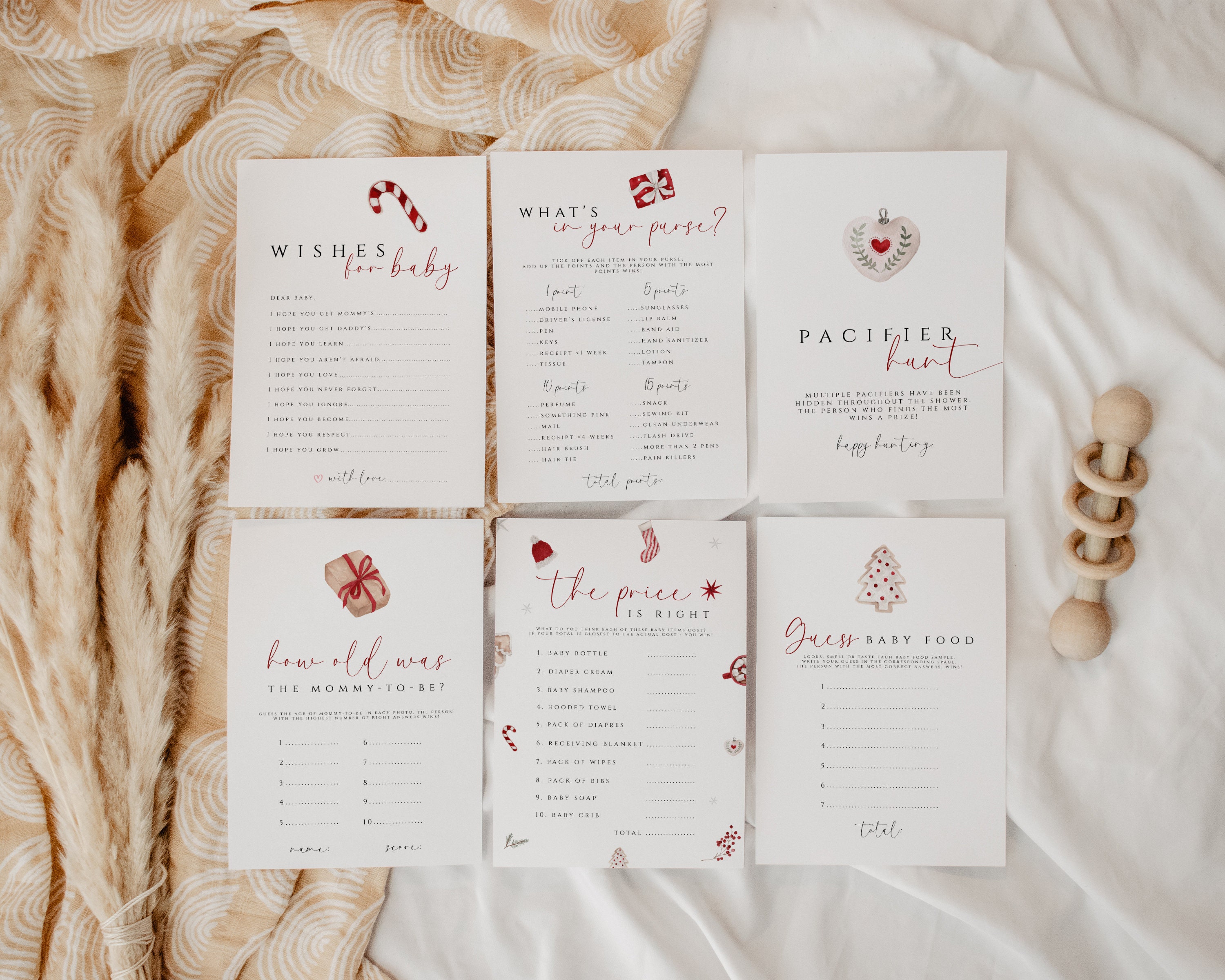 Christmas Baby Shower Games Bundle, Santa Game Pack Bundle, Holiday ...