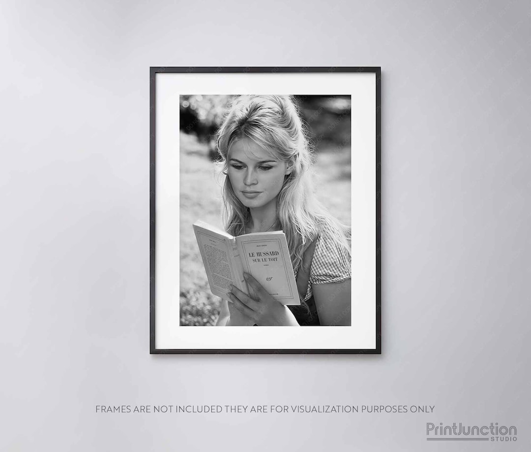 Brigitte Bardot Reading Print Black and White Photography 1950s Wall ...