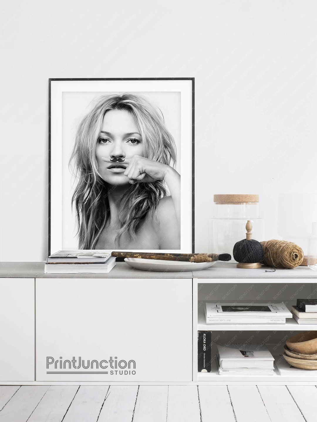 Kate Moss Mustache, Black and White Photography, Super Model - Vintage ...