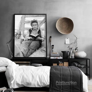 James Dean Reading Book Print - Vintage Hollywood Icon Wall Art - Retro ...