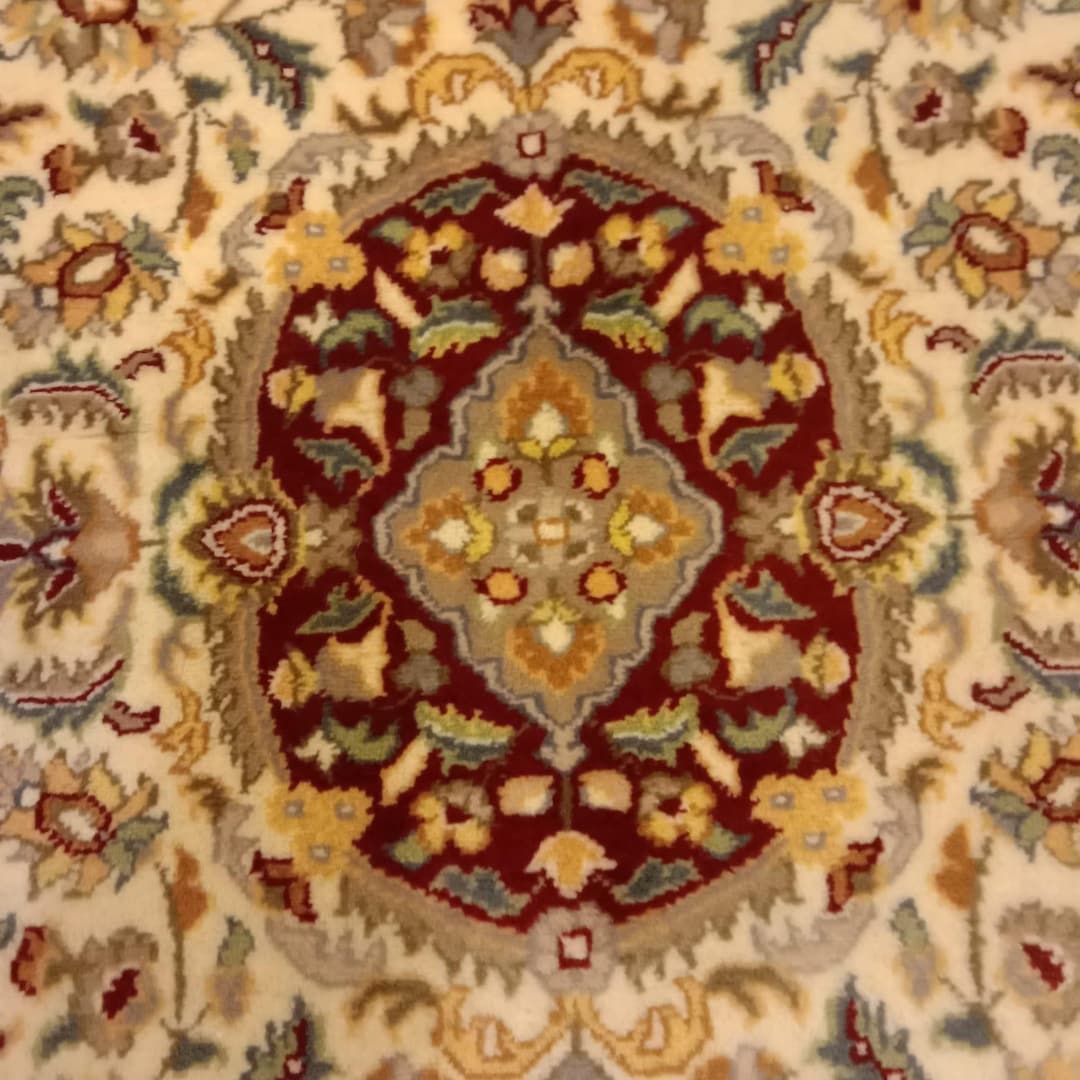 Hand-knotted Wool Rug: Persian Floral Double Knot, Beige/red (5.3*3.2 ...