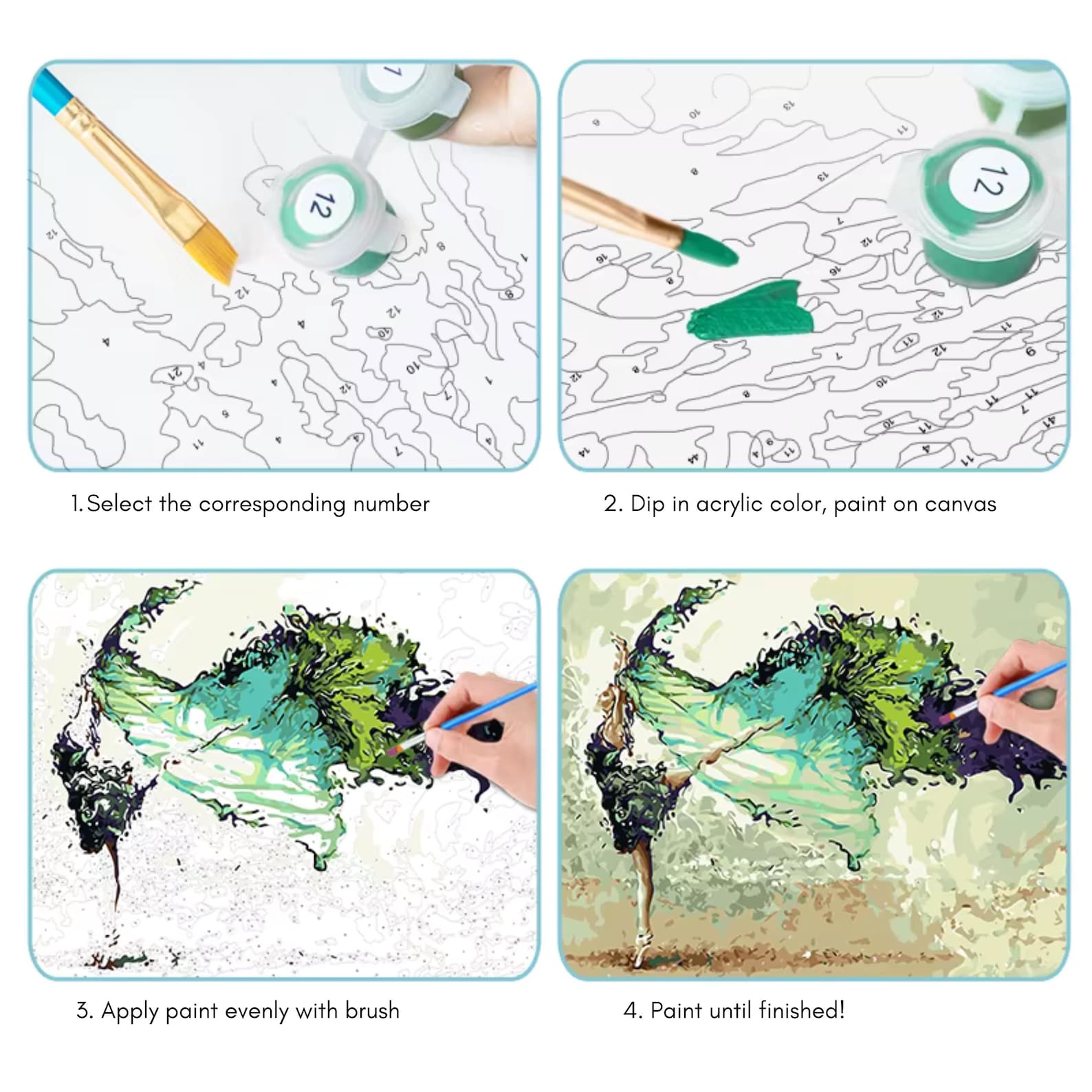 Paint by Numbers Canvas Easy DIY Art Kit - Creative Gift Idea Beginner ...