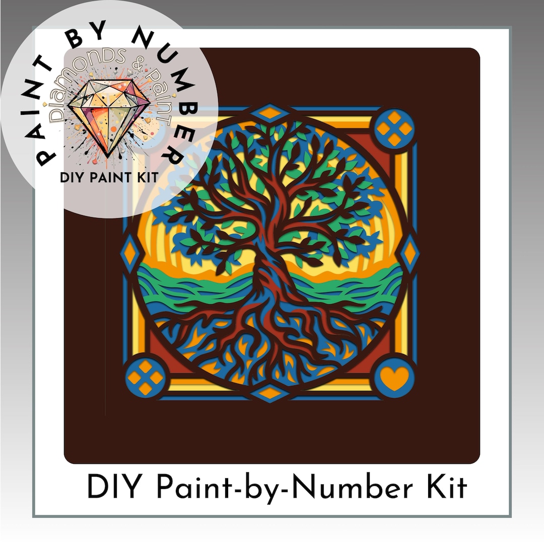 Paint by Number Tree of Life Canvas Easy DIY Art Kit Minimalistic Gift ...