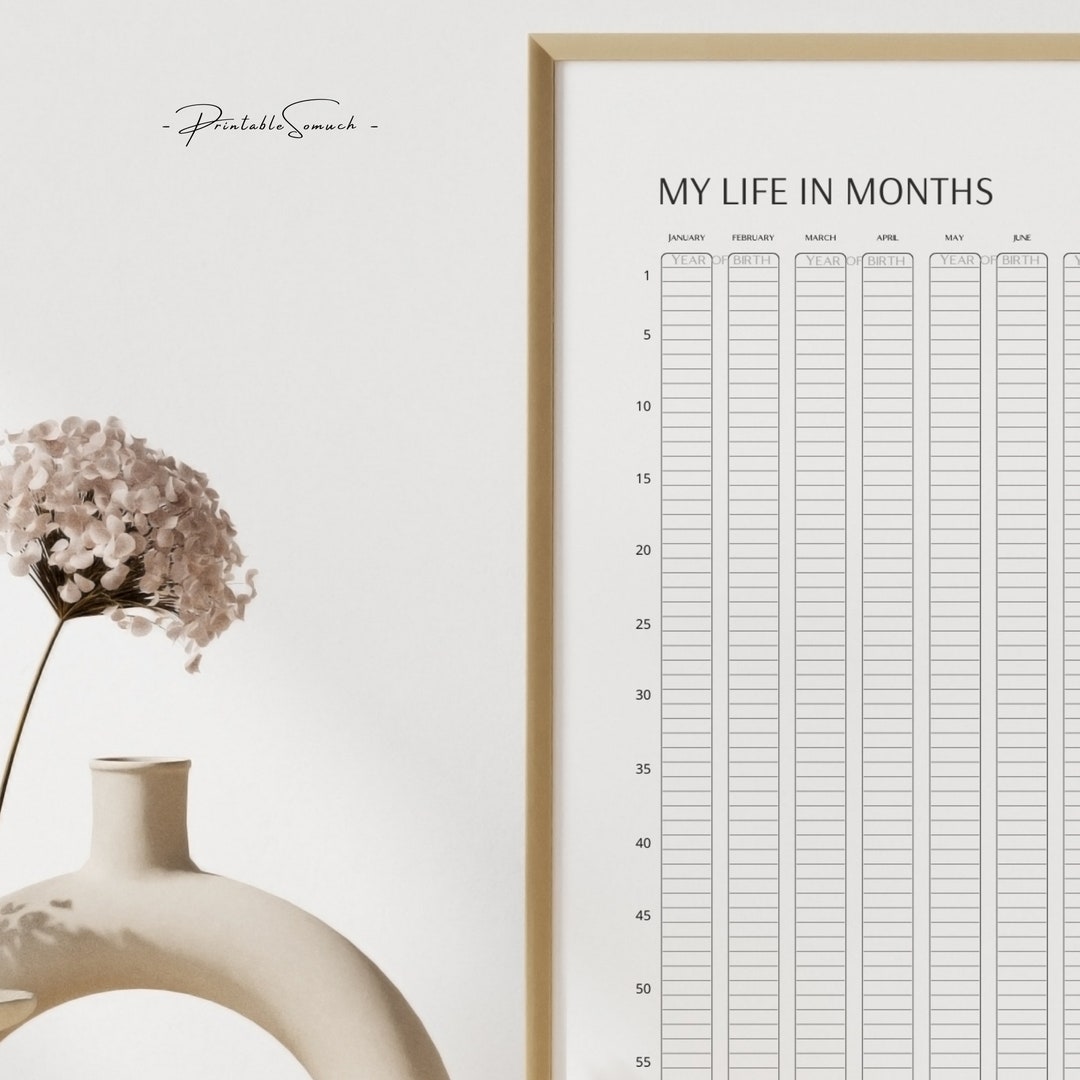 Canva Template Life Calendar, Printable Calendar, My Life in Months ...