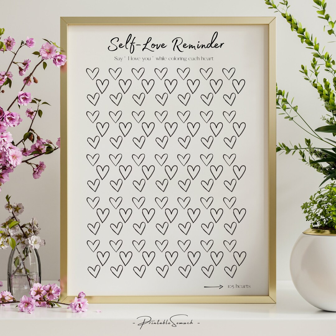 Self Love Coloring Page, Hearts Coloring Pages, Self Love Journal Page ...