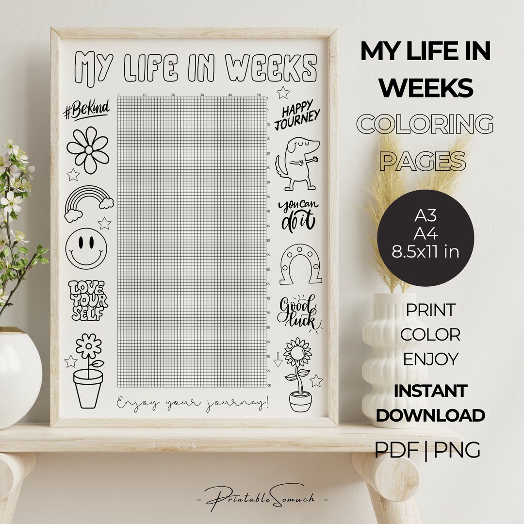 My Life in Weeks Coloring Page, Coloring Pages, Life Calendar ...
