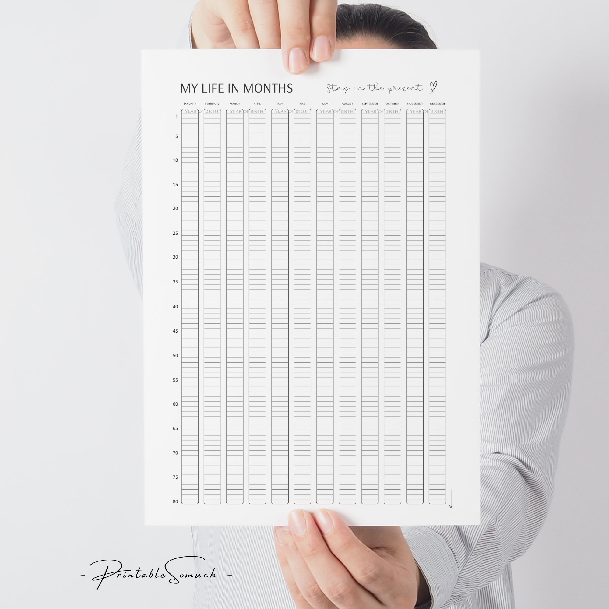 Canva Template Life Calendar, Printable Calendar, My Life in Months ...