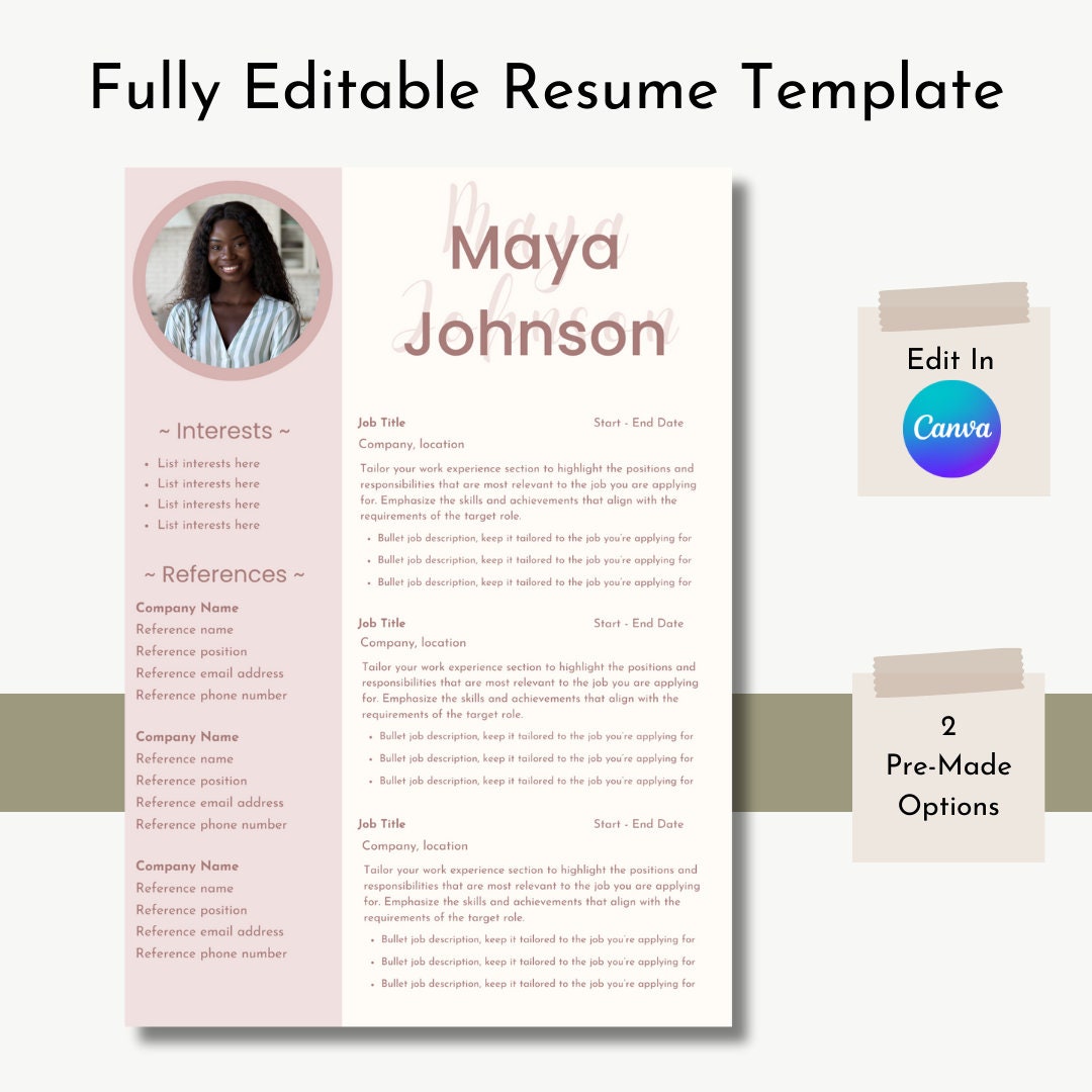 Resume Template, Editable, Professional, Recruitment Template, Digital ...