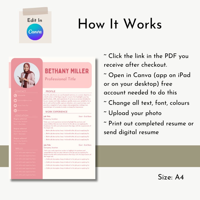 Resume Template and Cover Letter Template, Editable, Professional ...