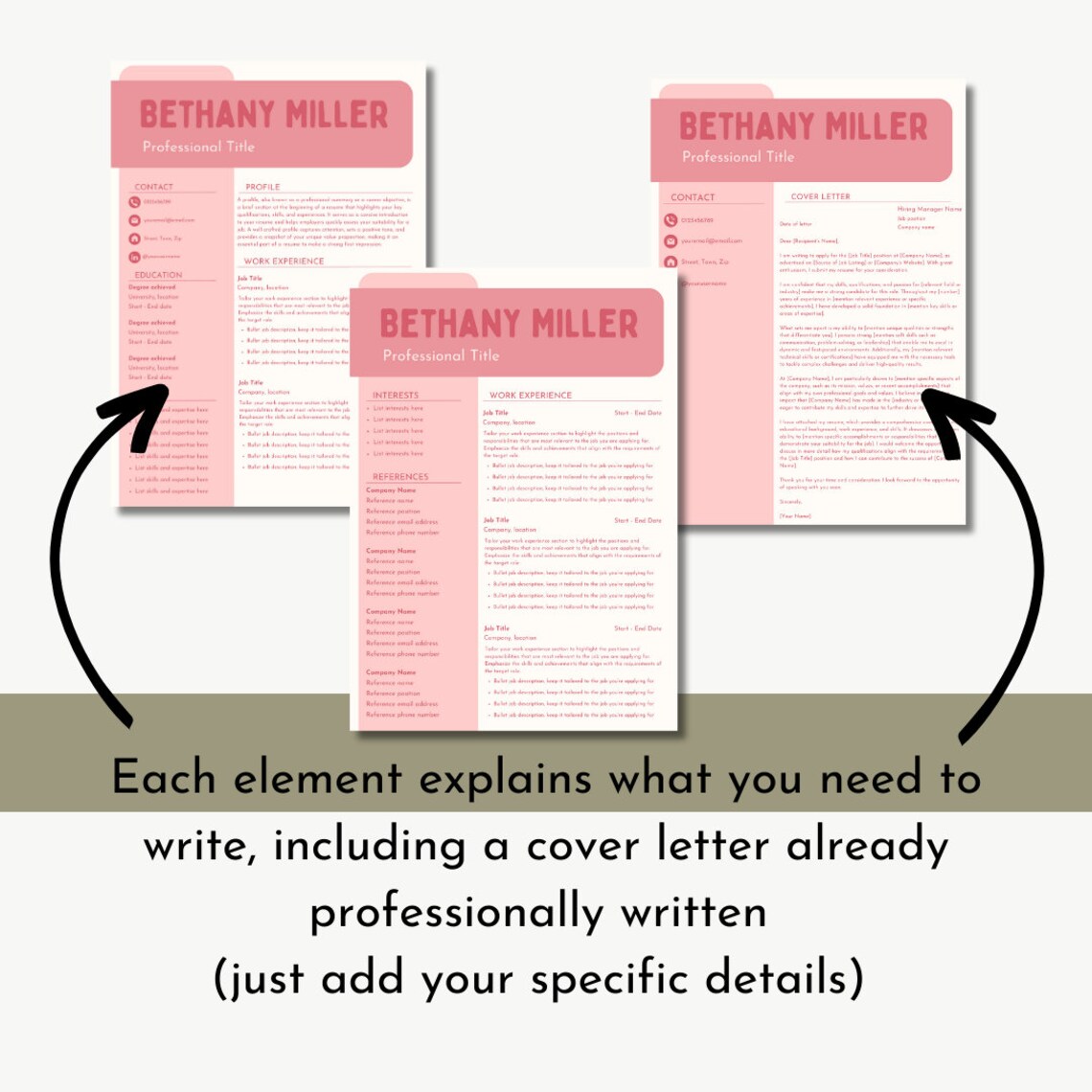 Resume Template and Cover Letter Template, Editable, Professional ...