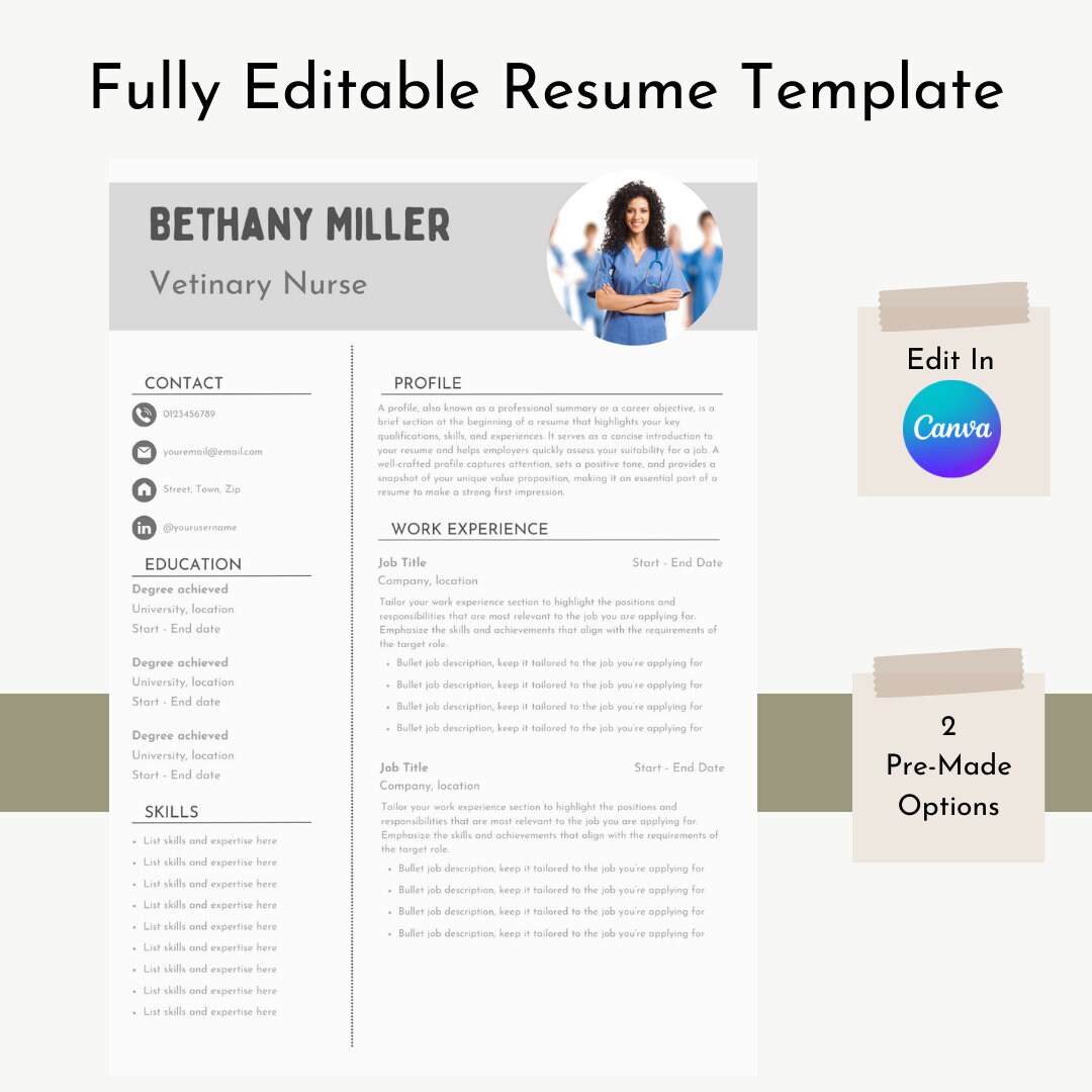 Resume Template and Cover Letter Template, Editable, Professional ...