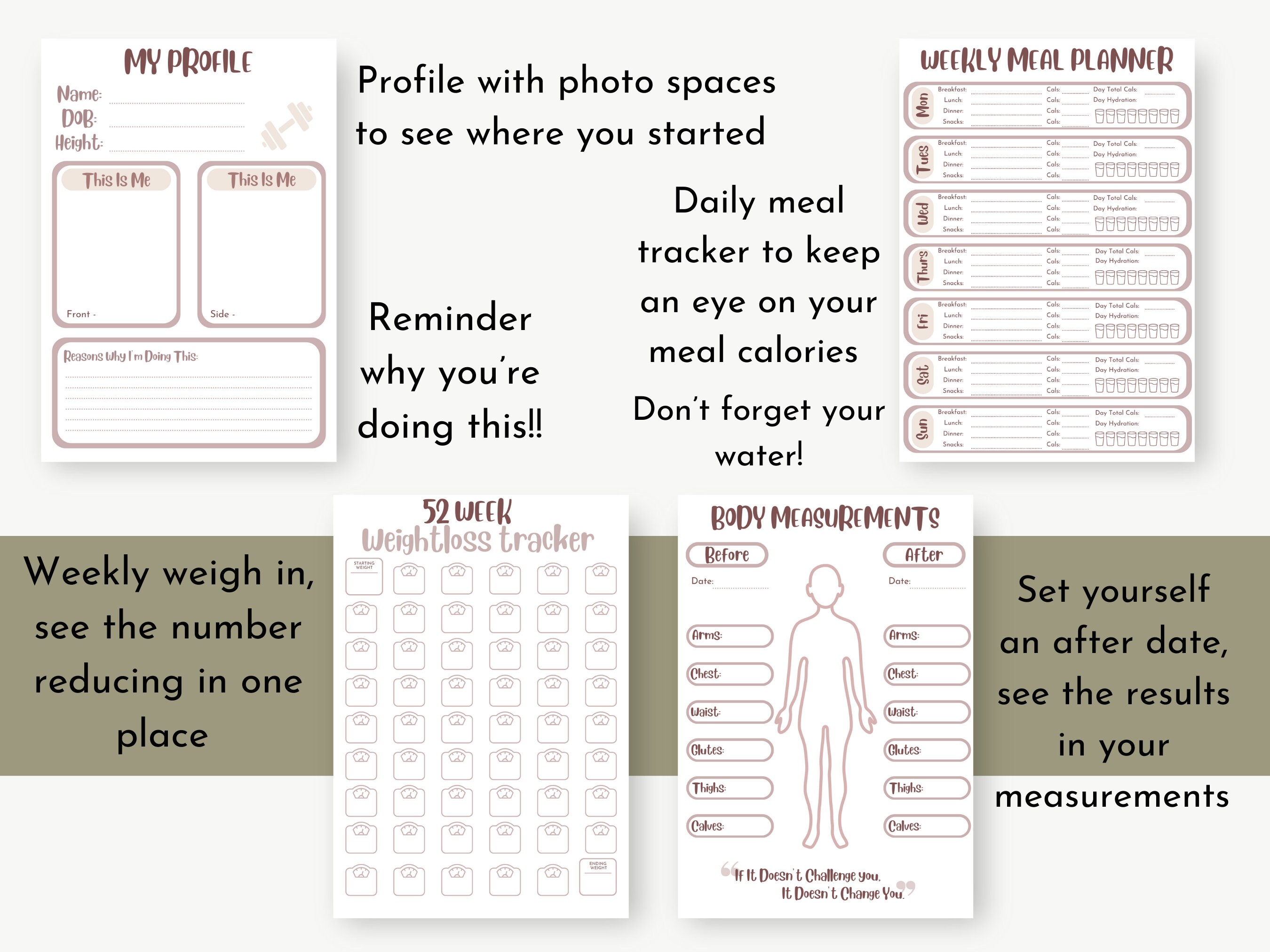 Weight Loss Tracker, Daily Exercise Tracker, Fitness Goal Journey, Meal ...