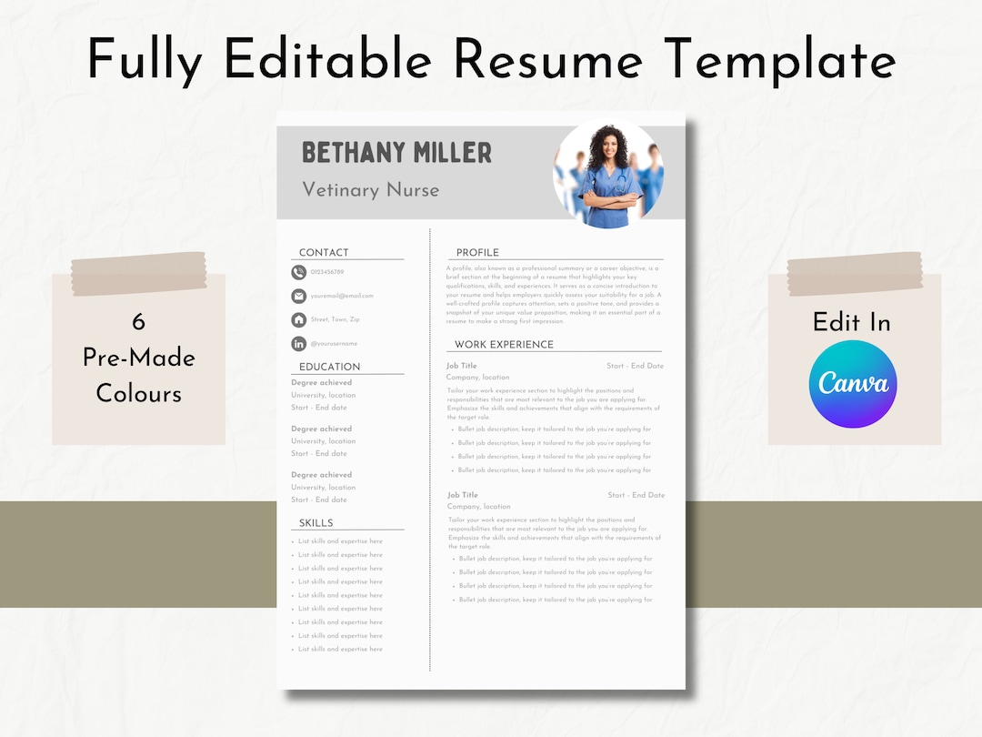 Resume Template, Editable, Professional, Minimalist CV Template ...