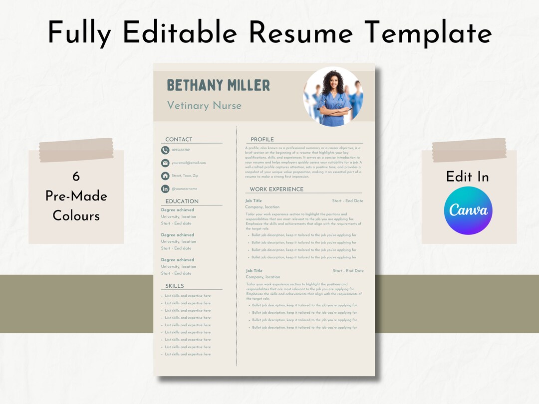 Resume Template, Editable, Professional, Minimalist CV Template ...