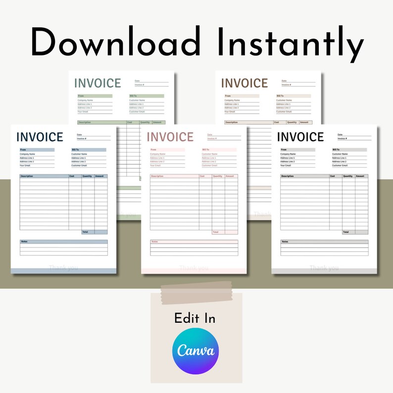 Invoice Template Editable, Small Business Order Form, Modern Invoice ...